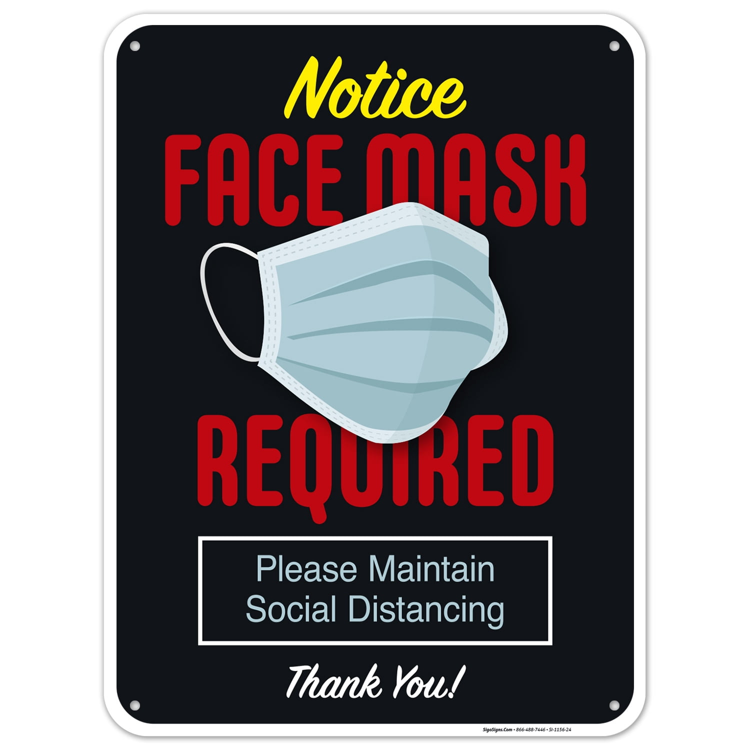 Mask Required Sign, Social Distancing Sign, - Walmart.com