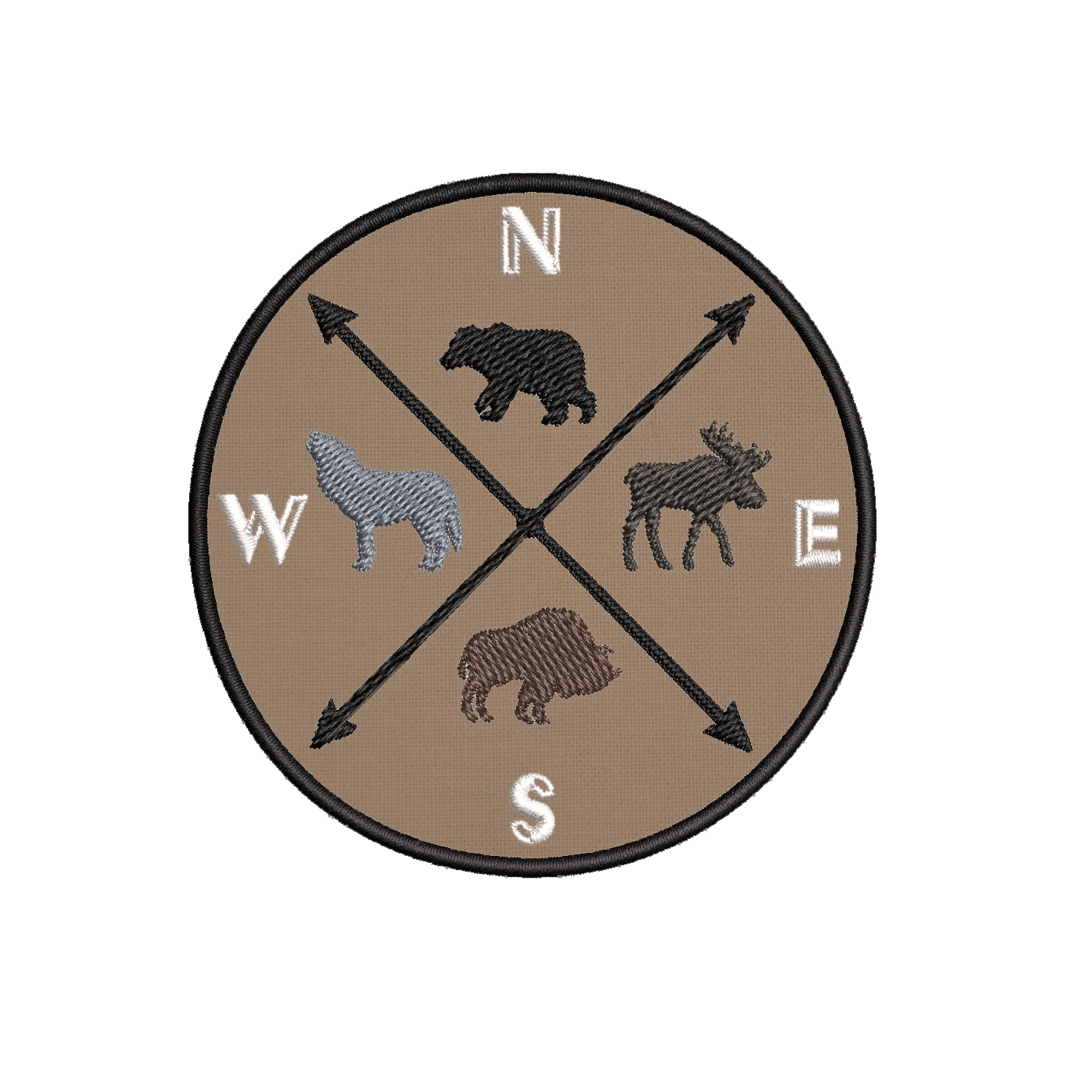 Animal Compass Embroidered DIY Iron on or Sew-on Decorative Patch Badge ...