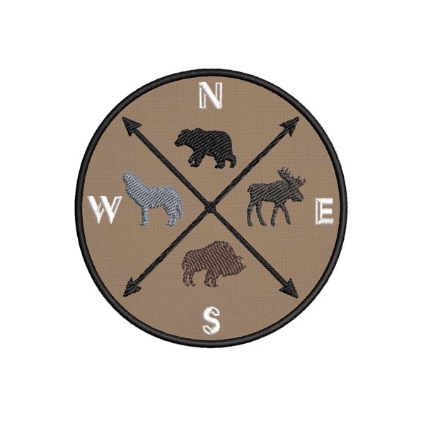 Animal Compass Embroidered DIY Iron on or Sew-on Decorative Patch Badge ...