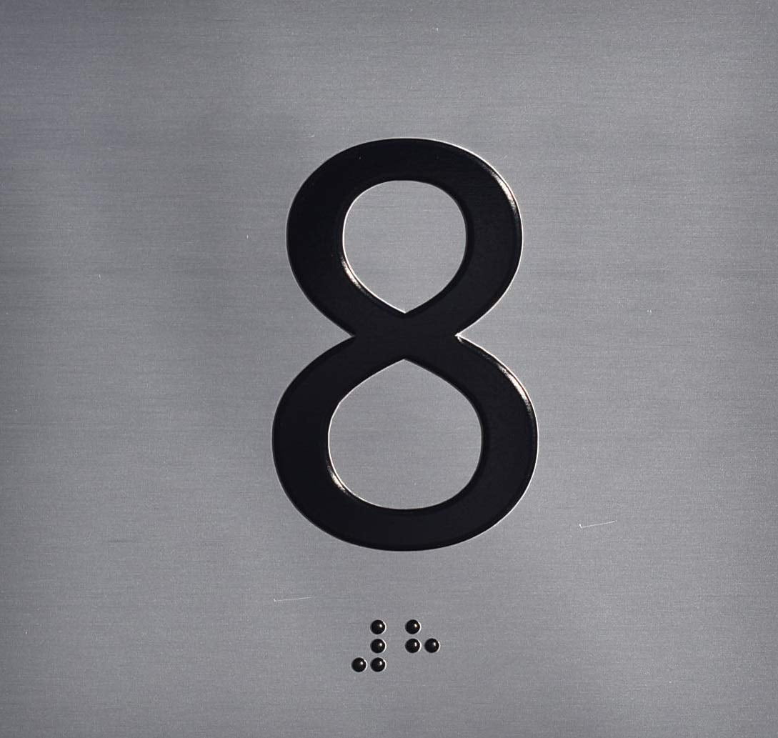 8TH Floor Elevator Jamb Plate Sign with Braille and Raised Number ...