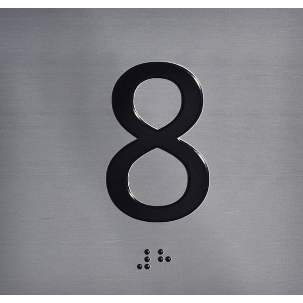 8TH Floor Elevator Jamb Plate Sign with Braille and Raised Number ...