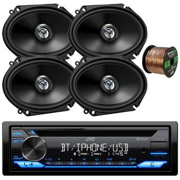 JVC KD-T910BTS Single DIN In-Dash CD Player Bluetooth USB AUX AM/FM Radio Receiver Bundle Combo ...