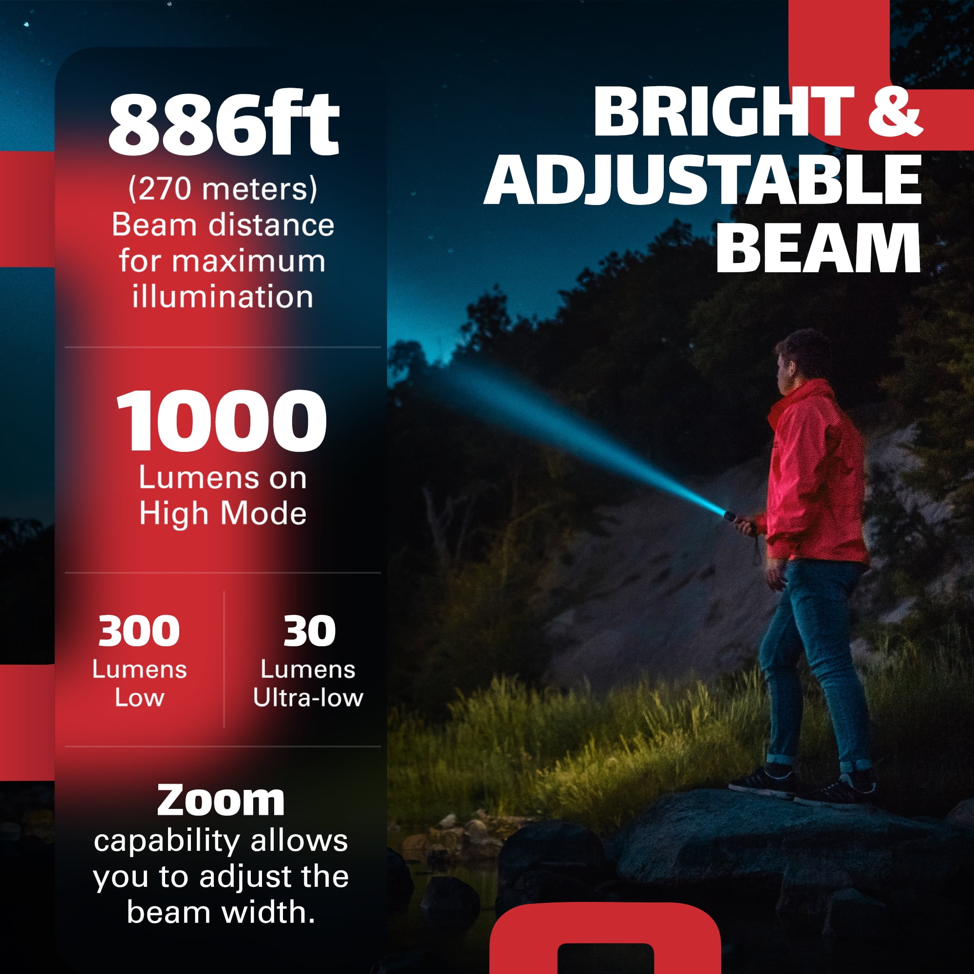 Buy Observer Tools 1000 Lumen LED Rechargeable Flashlight - Power Bank ...