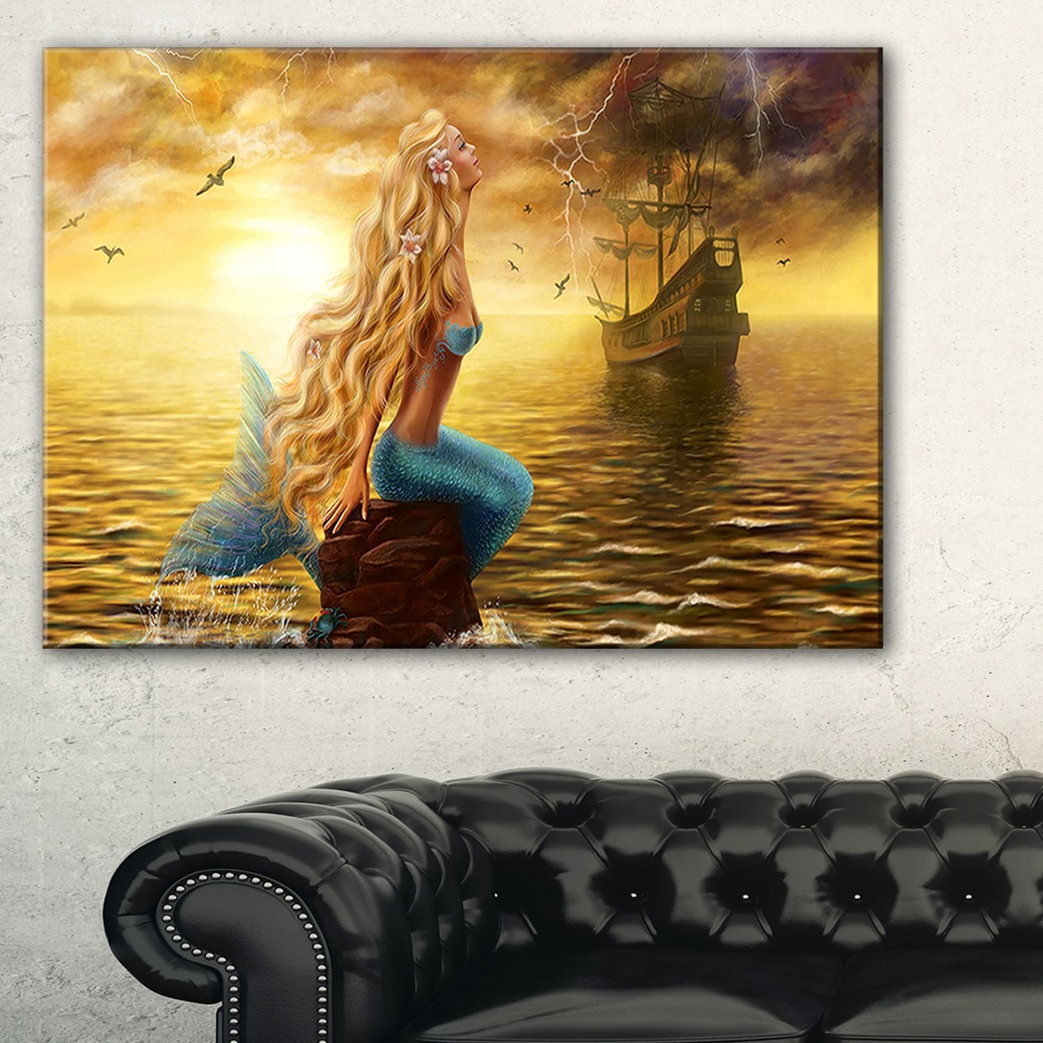Click here for Designart Design Art Sea Mermaid With Ghost Ship S... prices