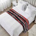 Abstract Art Bed Runner King Size Red Black Gray Lines Psychedelic ...
