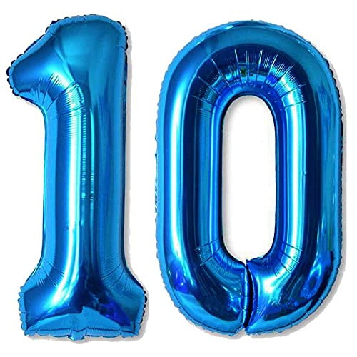 EMAAN 42 inch Blue Jumbo 10 Number Balloons Big Foil Mylar Balloons for ...