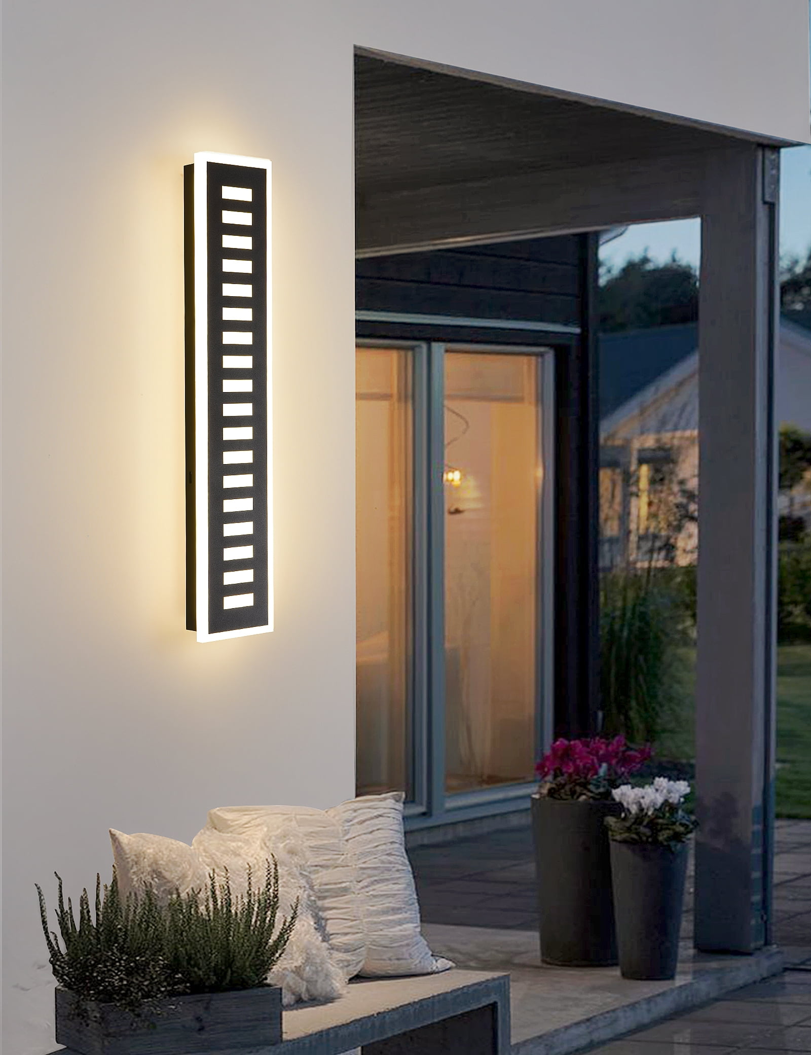 Modern Outdoor Wall Light 30W LED Patio Wall Lights Fixture Black ...