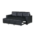 Poundex Faux Leather Convertible Sofa in Black, Small Couch for Living ...