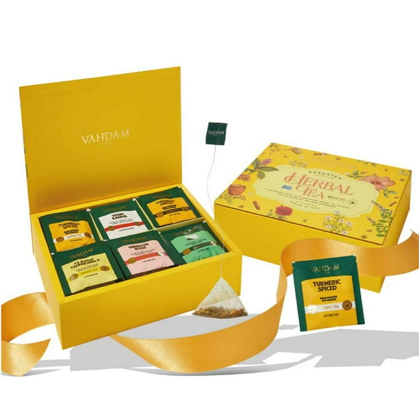 VAHDAM Herbal Tea Sampler, Luxury Tea Gift Set, 60 Tea Bags - Walmart.com