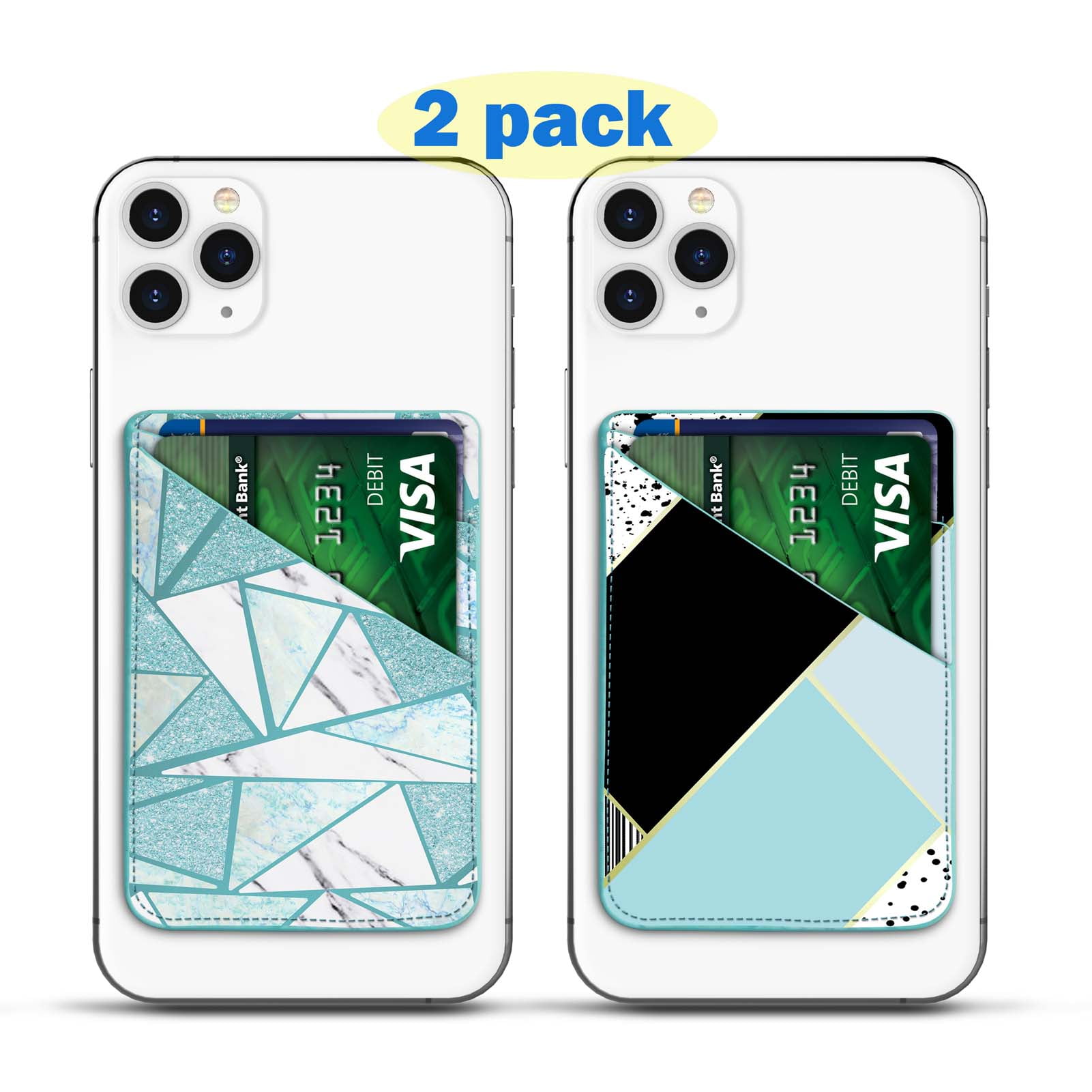 Phone Card Holder, Tekcoo（2 pack）Luxury PU Leather ID Credit Card ...