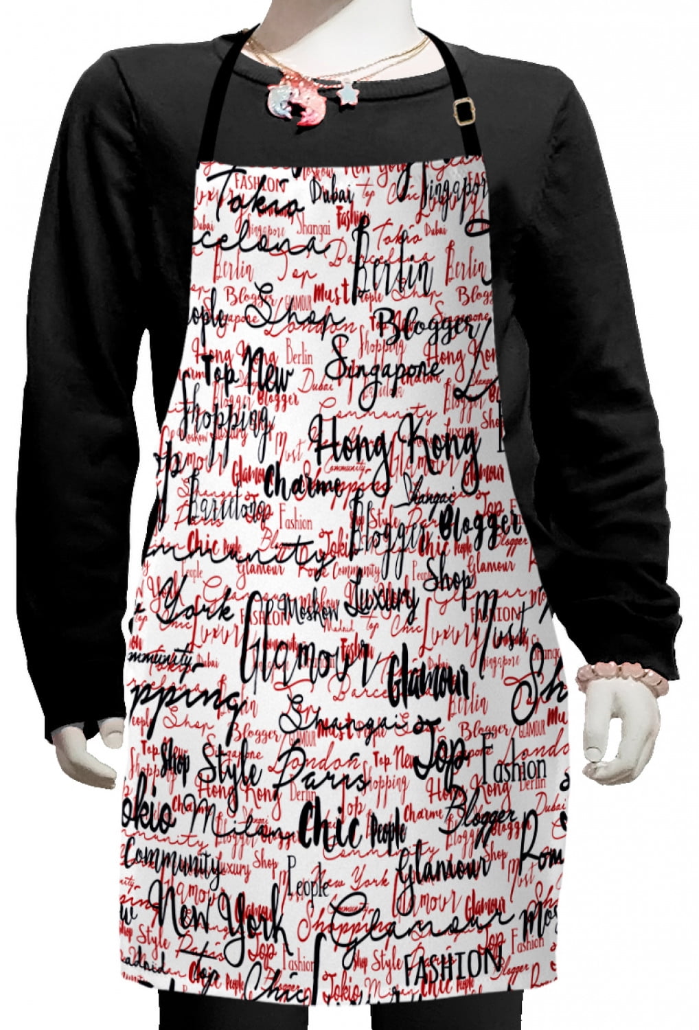 Modern Kids Apron, Ink Handwritten Popular Country Capitals with ...