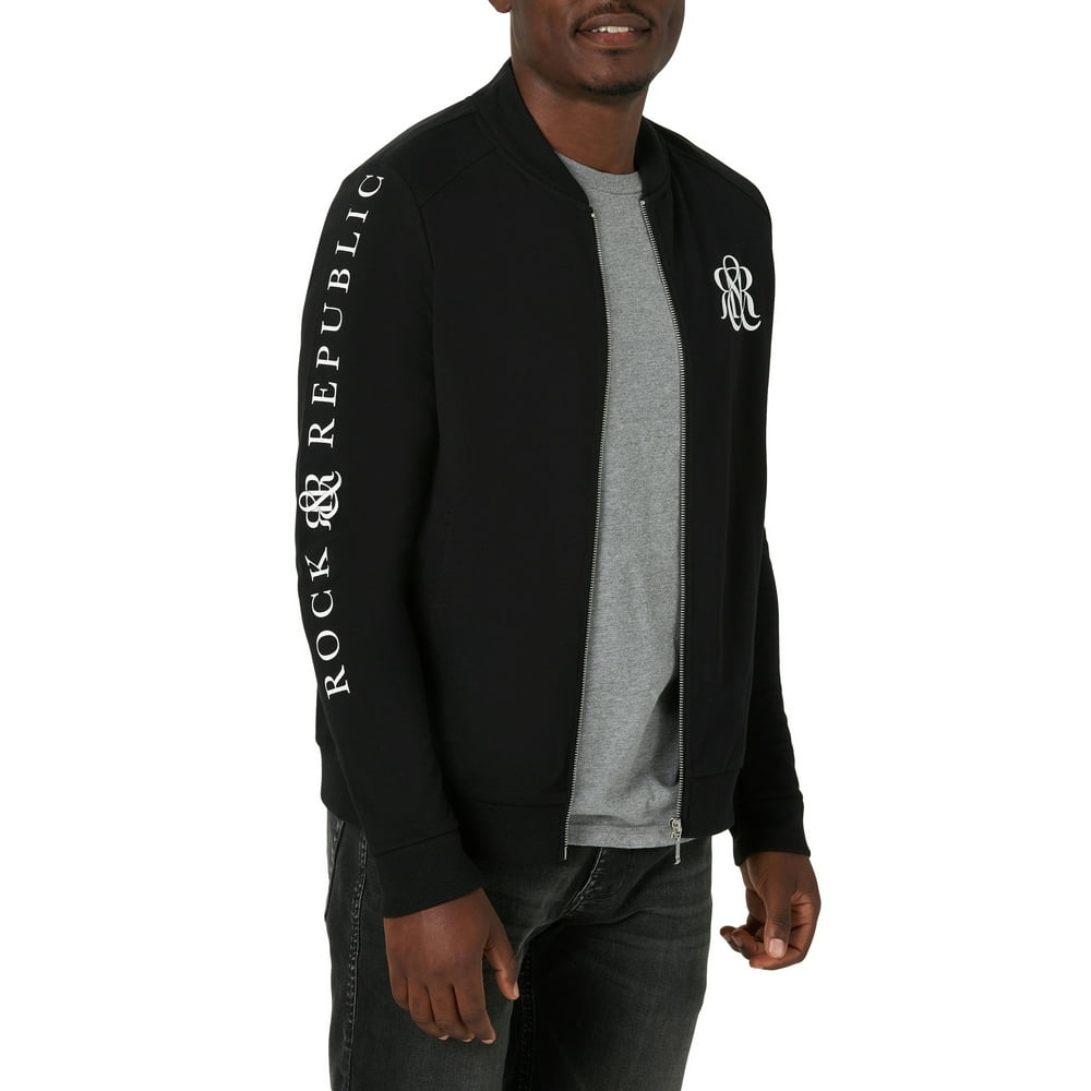 Rock & Republic - Rock and Republic Men's French Terry Zip Up Logo ...