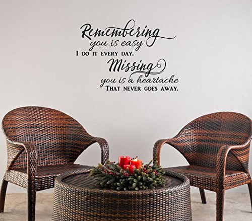 Remembering You Is Easy Vinyl Lettering Quote Wall Decor Art Memorial ...