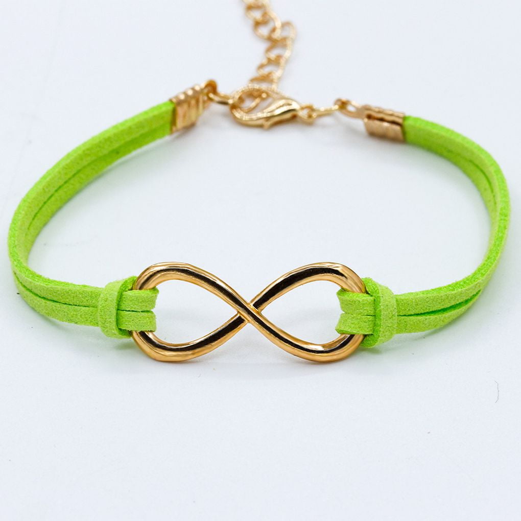 Women Trendy Infinity Symbol Leather Wristband Multilayer Bracelet Wrap ...