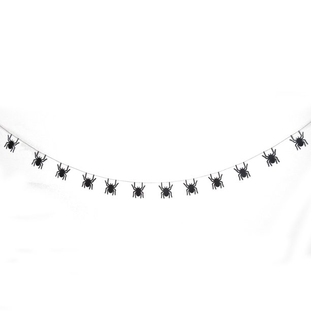 Black Glitter Spiderweb Garland- Party Decorations,Spider Decor,Hanging ...