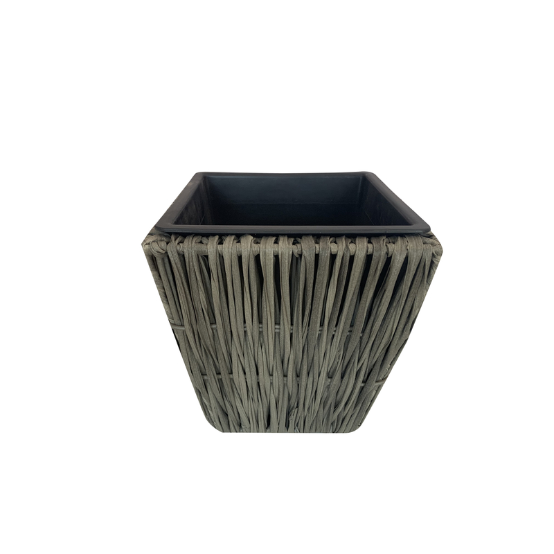 Infinity 11" Square Gray Plastic Wicker Planter - Walmart.com