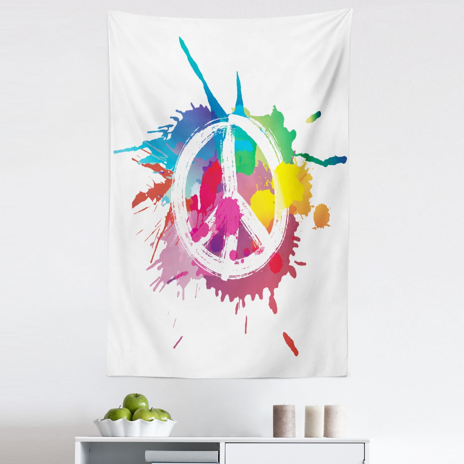 Colorful Tapestry, Famous Widely Used Peace Logo with Colorful Splash ...