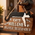 Black Cat Welcome Wooden Sign, Cats Welcome People Tolerated Hanging ...