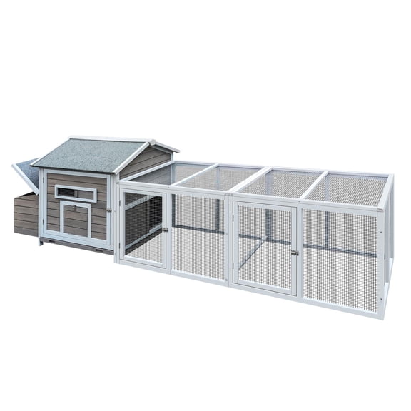 118" Large Wooden Chicken Coop Outdoor Hen House with Nesting Box, Leak ...
