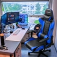 Devoko Blue Ergonomic Gaming Chair, High Back Office, Adjustable Height ...