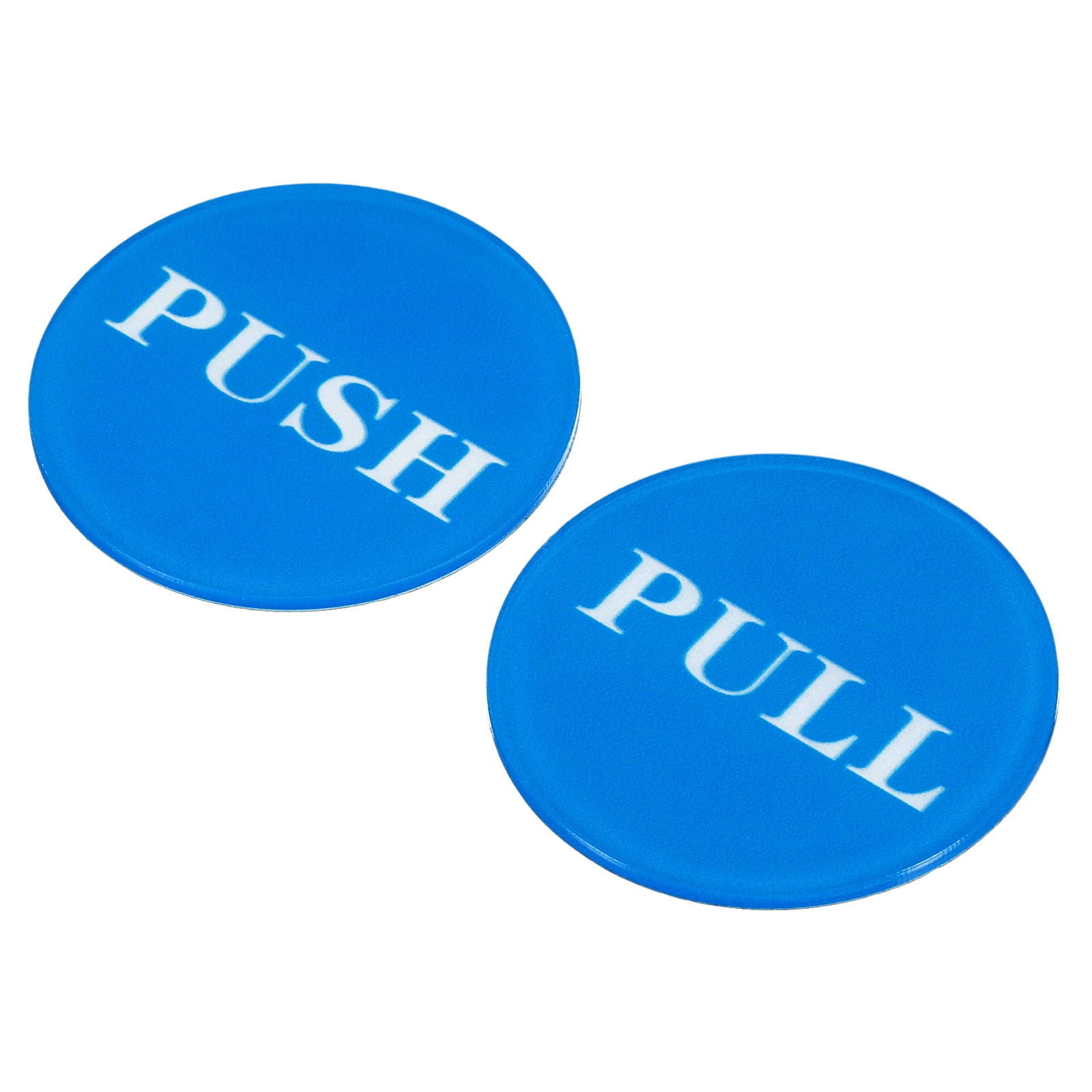Uxcell Push Pull Door Sign Acrylic Self Adhesive Round Sticker Blue 4 ...