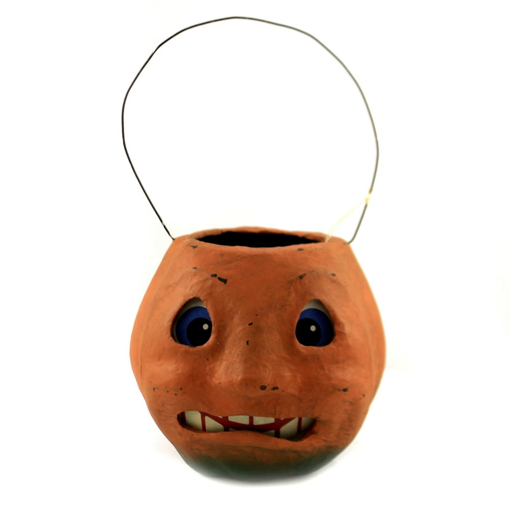 Halloween Scary Vintage Pumpkin Bucket Paper Mache JOL Pumpkin Spooky ...