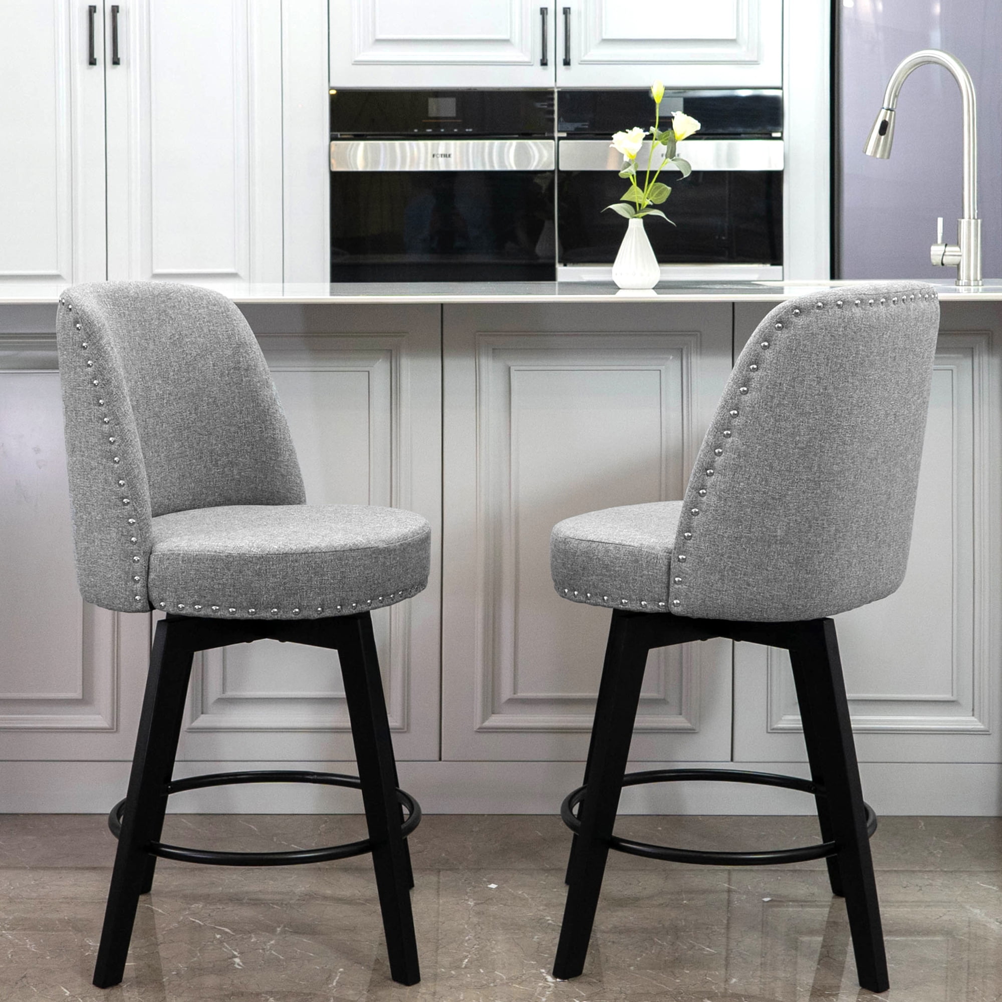 MINCETA Counter Stools,26" 360 Free Swivel High Back Full Back ...