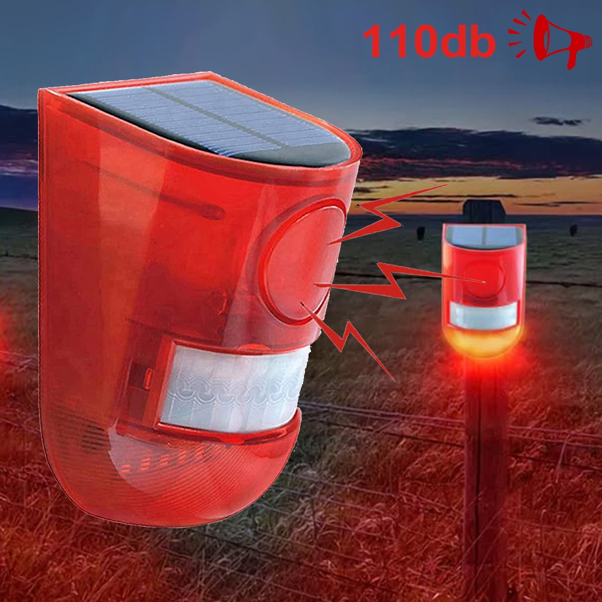 Solar Strobe Light with Motion Sensor, 6 LED Solar Security Light Alarm ...