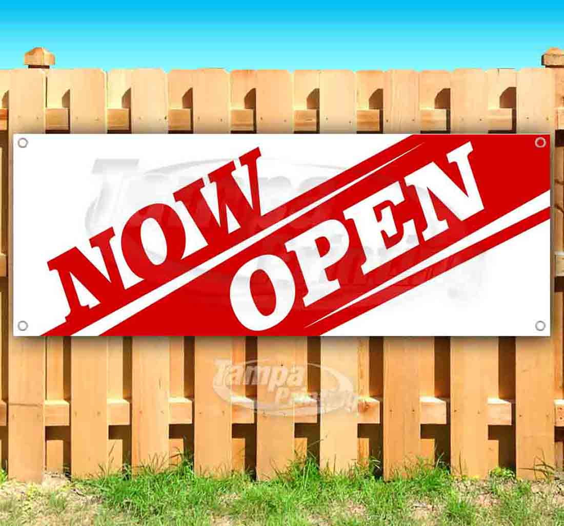 Now Open Slant 13 oz Vinyl Banner With Metal Grommets - Walmart.com