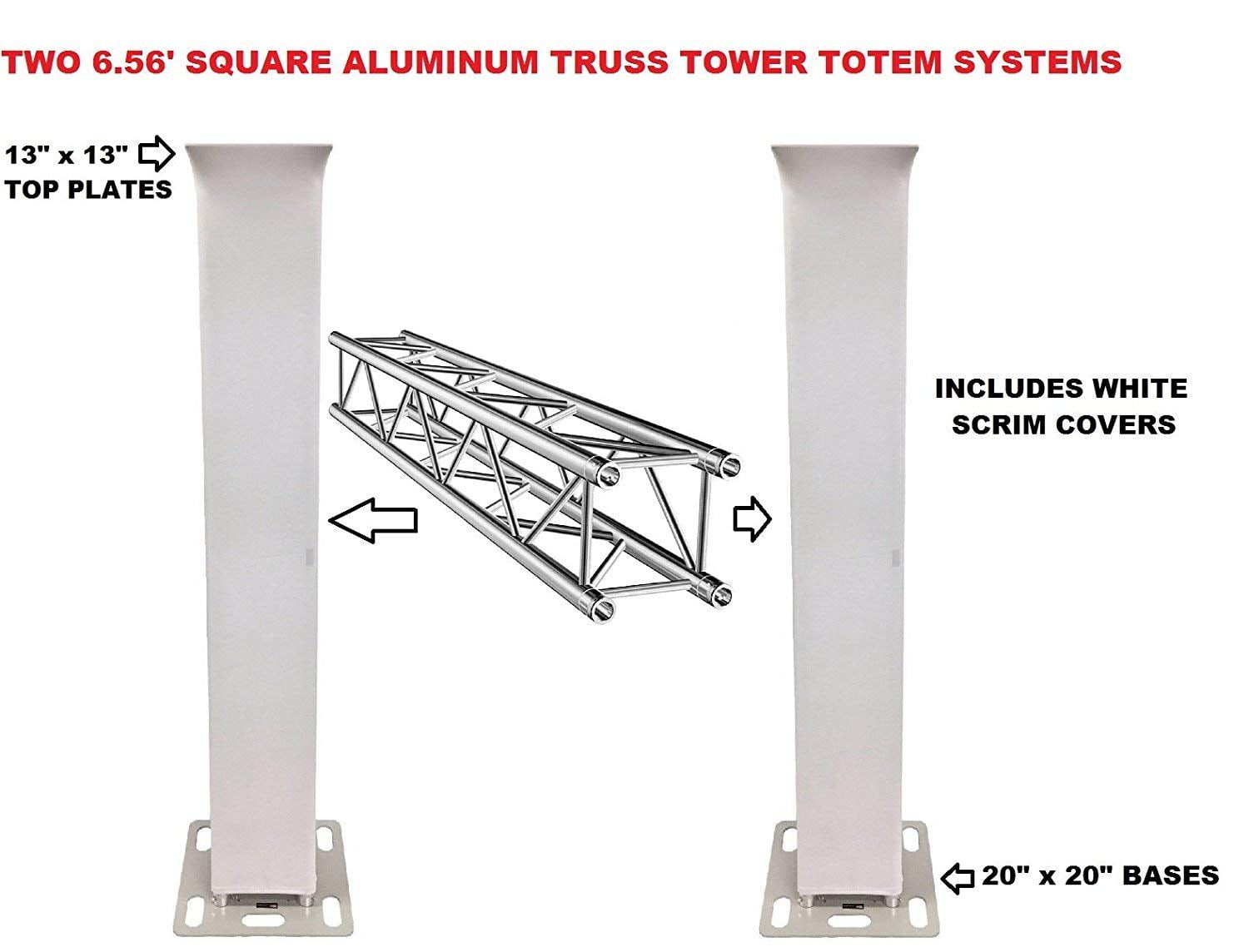 Two (2) Pair of Totem 2m 6.56ft Aluminum Square Truss Tower Base Scrim ...