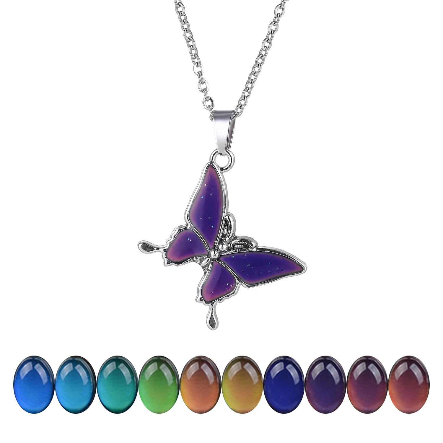 FM FM42 Temperature Sensing Color Changing Butterfly Pendant Necklace ...