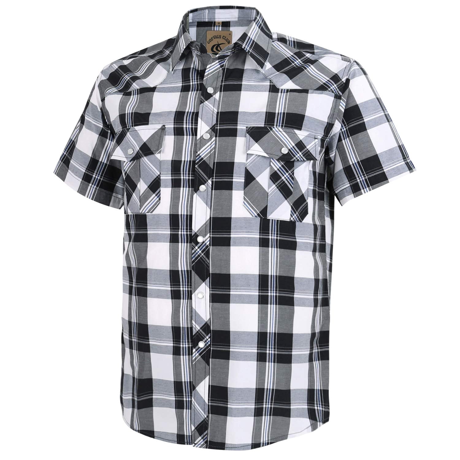 Camisa de manga corta Western Plaid Pearl con botones a presión para ...