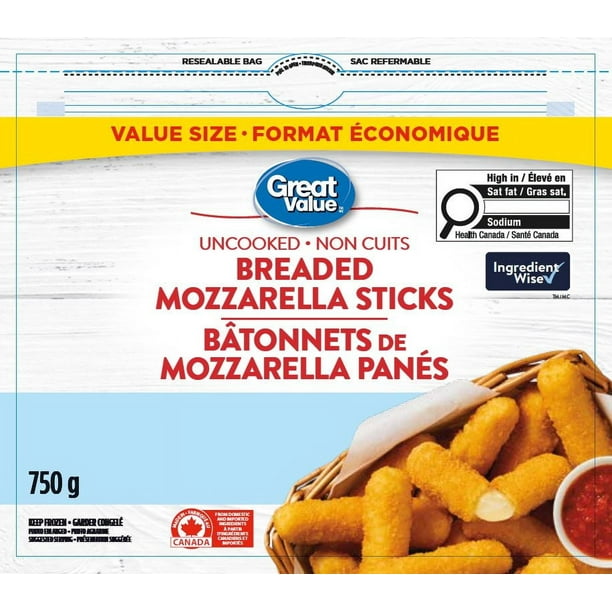 Great Value Breaded Mozzarella Sticks, Great Value Breaded Mozzarella ...