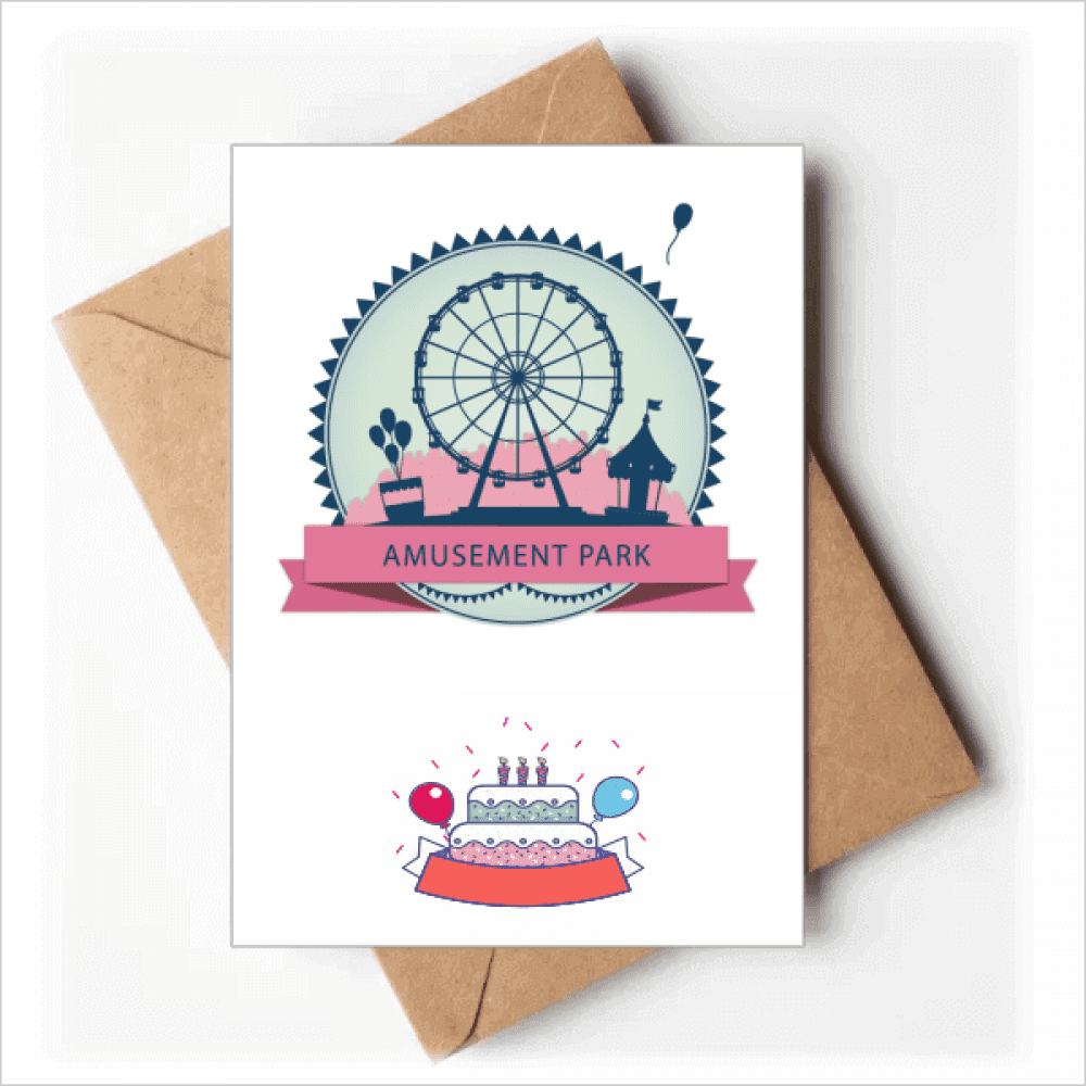 Amusement Park Black Ferris Wheel Pattern Happy Birthday Greeting Cards ...