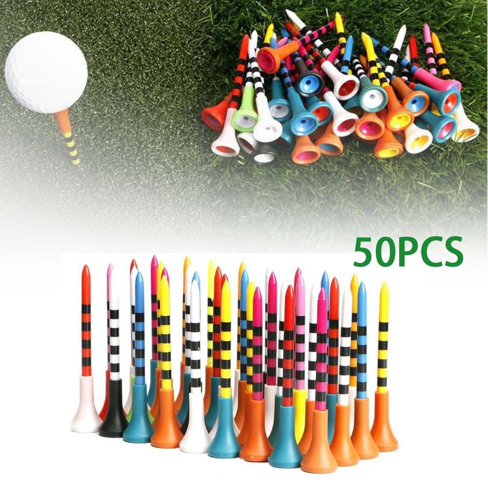50Pcs Unbreakable 70mm/83mm Big Cup Plastic Golf Tees 3 1/4 inch Reduce Friction Side Spin Tee ...