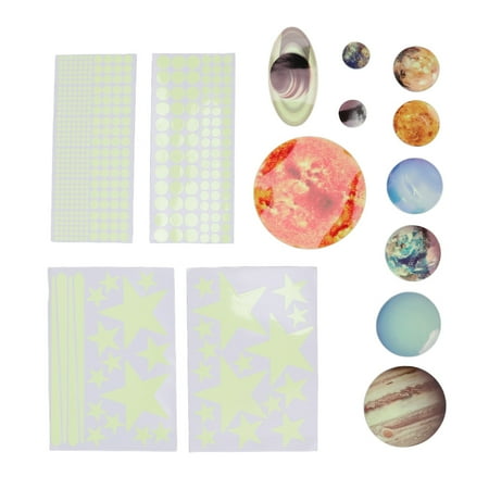 Glow in The Dark Planet Decal, Wall Glowing Sticker Waterproof ...