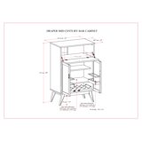 Simpli Home Draper Mid Century Bar Cabinet, 32in Solid Hardwood, Teak ...