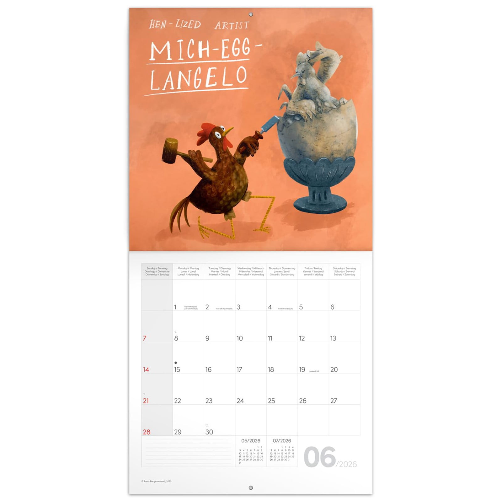 2026 Calendar Calendar 20252026 Chicken Artists Wall Planner Funny ...