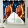 Basketball Swag Curtain Valance for Window 2 Panels Water and Fire ...