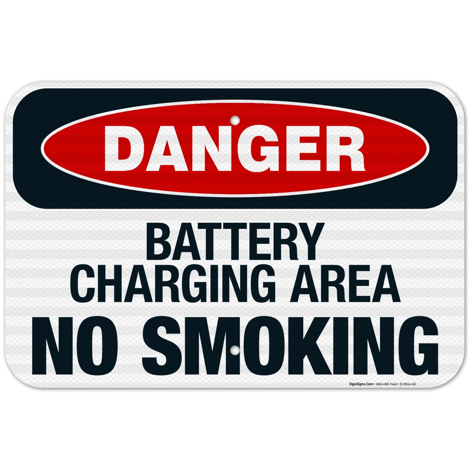 Danger Battery Charging Area No Smoking Sign, OSHA Danger Sign, 12x18 ...