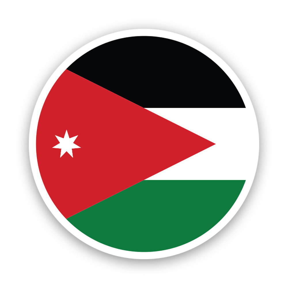 Round Jordanian Flag Sticker Decal - Self Adhesive Vinyl - Weatherproof ...