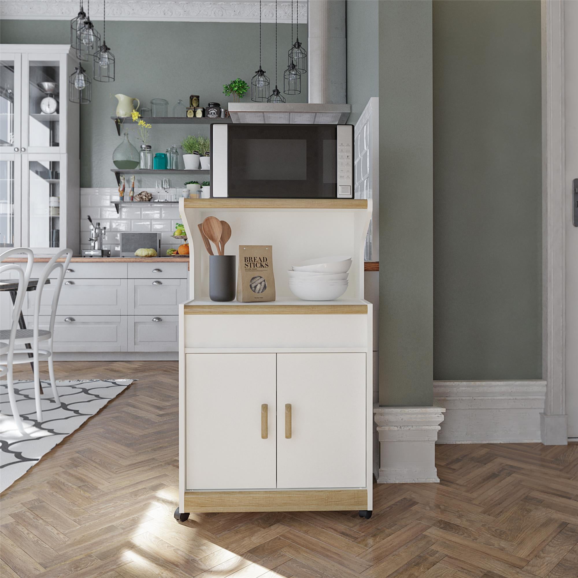 Ameriwood Home Reggie Deluxe Microwave Cart, White - Walmart.com