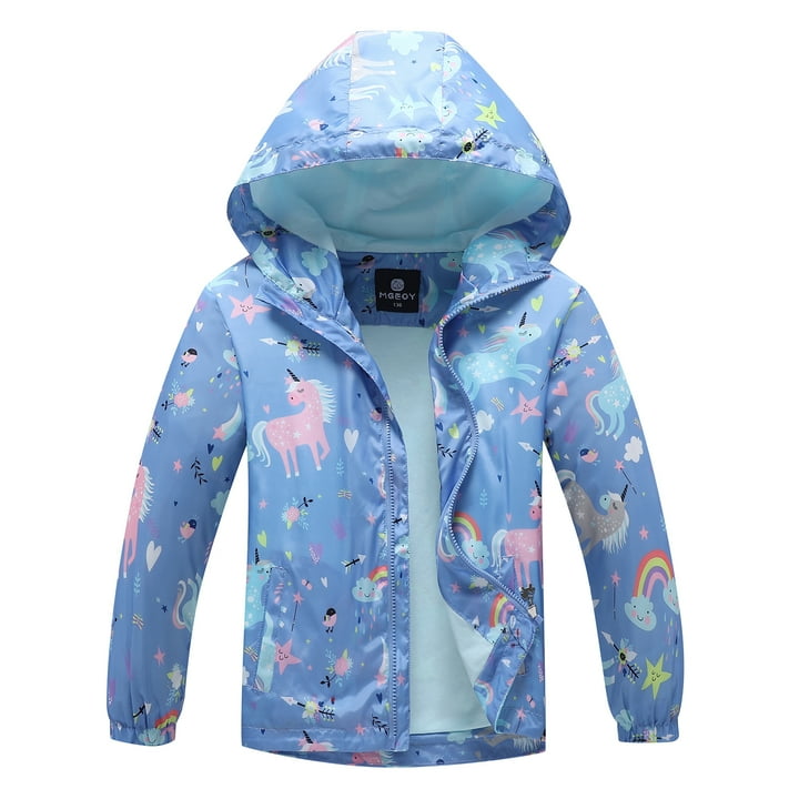 Girls Rain Jackets Lightweight Waterproof Hooded Cotton Raincoats Windbreakers for Kids ...