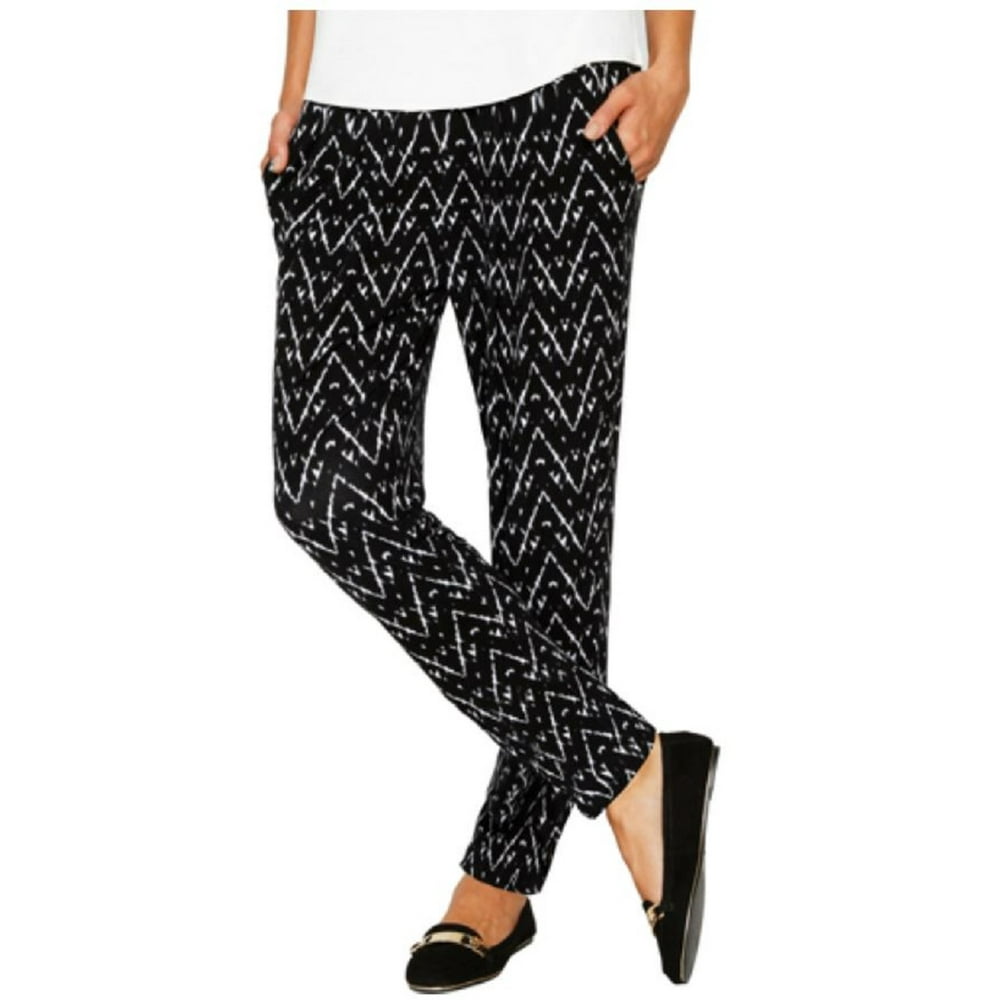 Matty M Matty M Womens Fashion Stretch Soft Pull On Pant Black Chevron Small