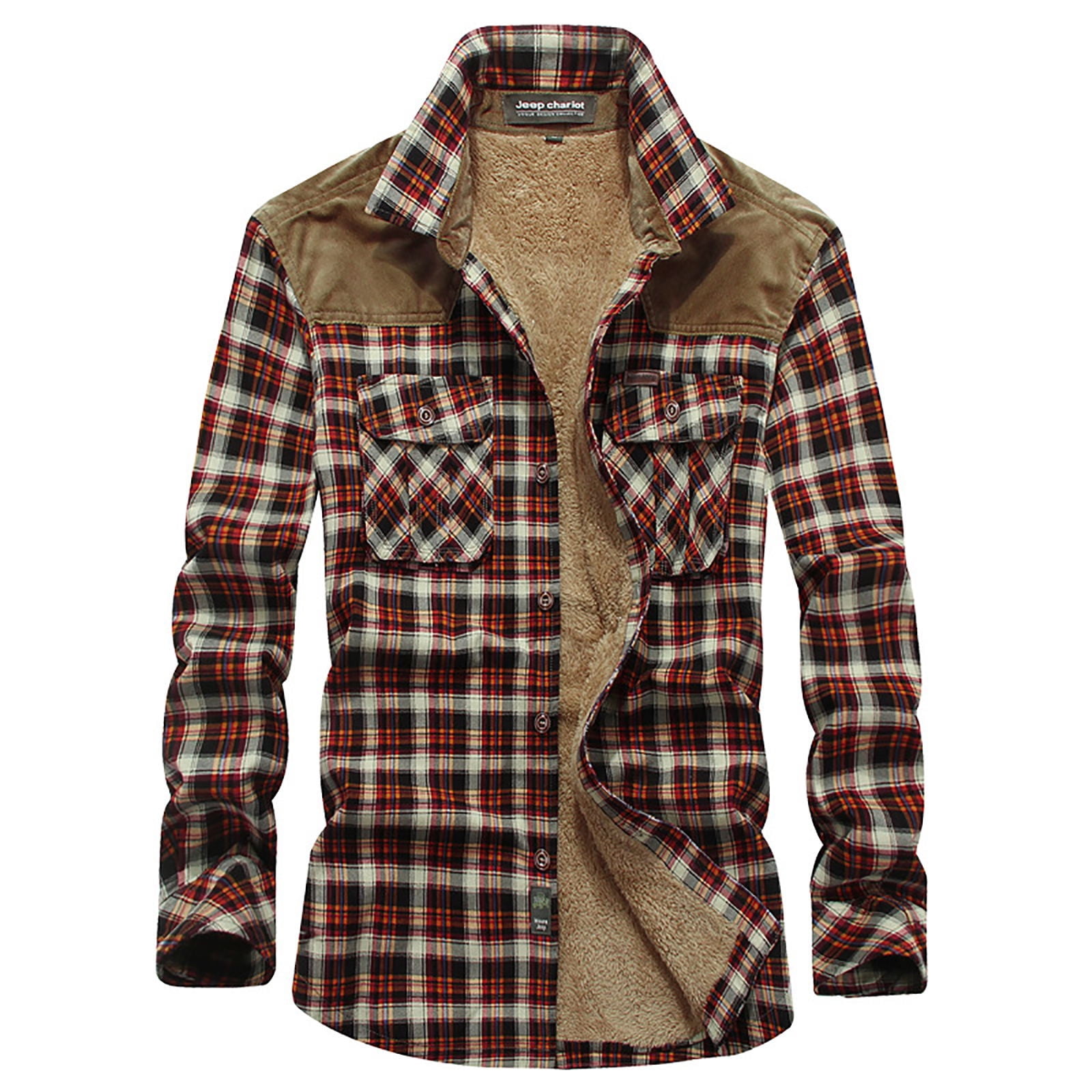 Click here for Meichang Mens Fleece Jacket Plus Size Plaid Outerw... prices