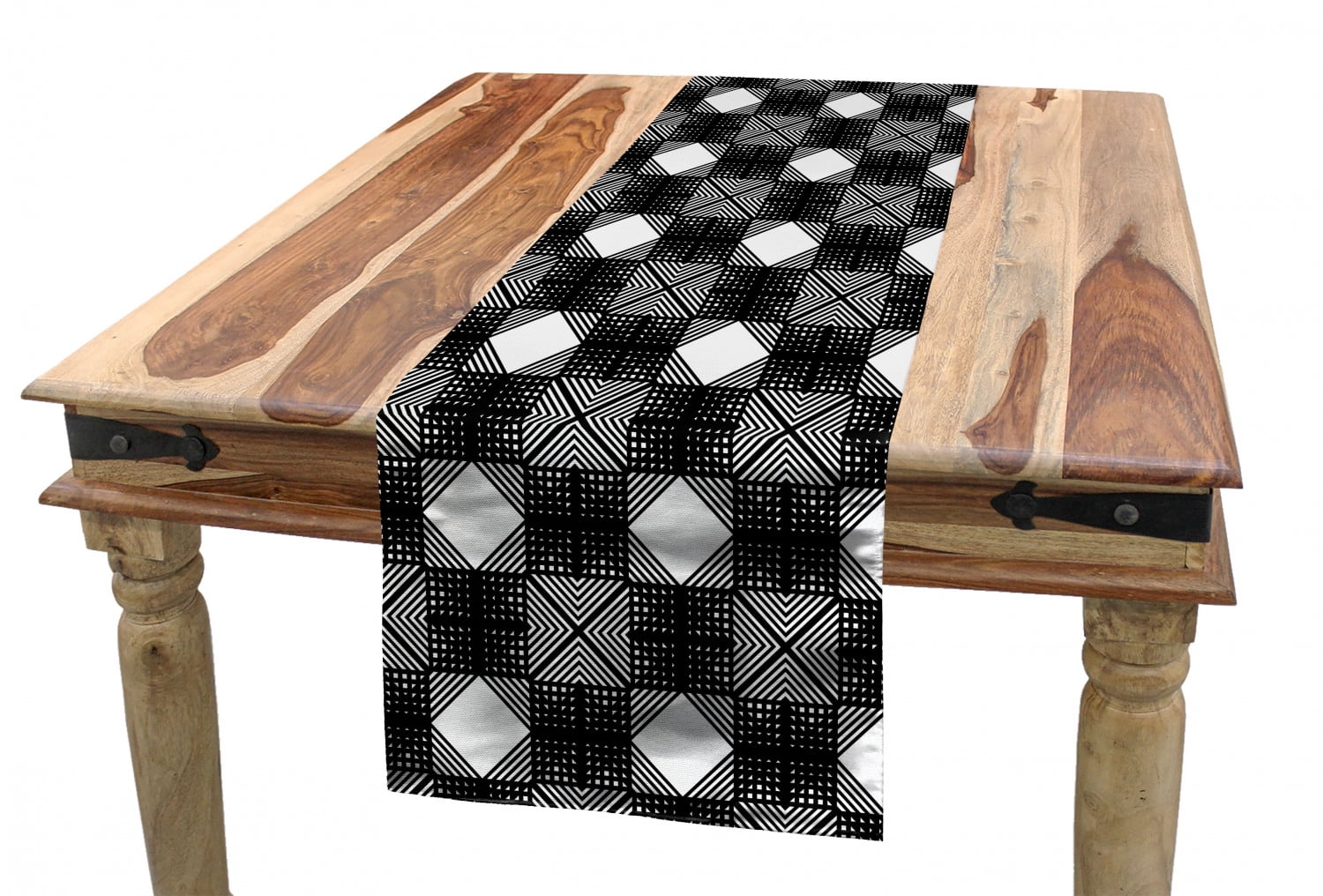 Geometric Table Runner, Lattice Inspired Pattern with Symmetric Squares ...