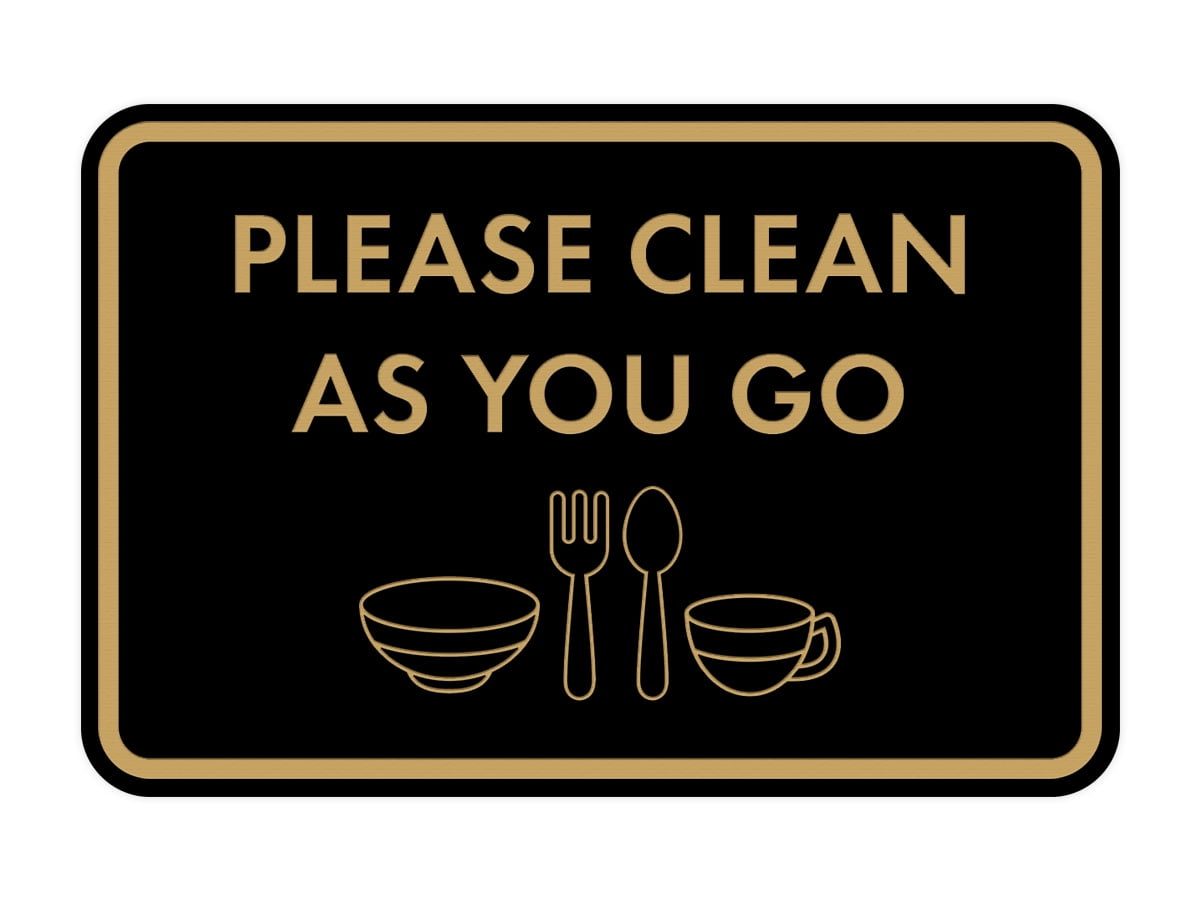 Classic Framed Please Clean As You Go Sign (Black Gold) - Large ...