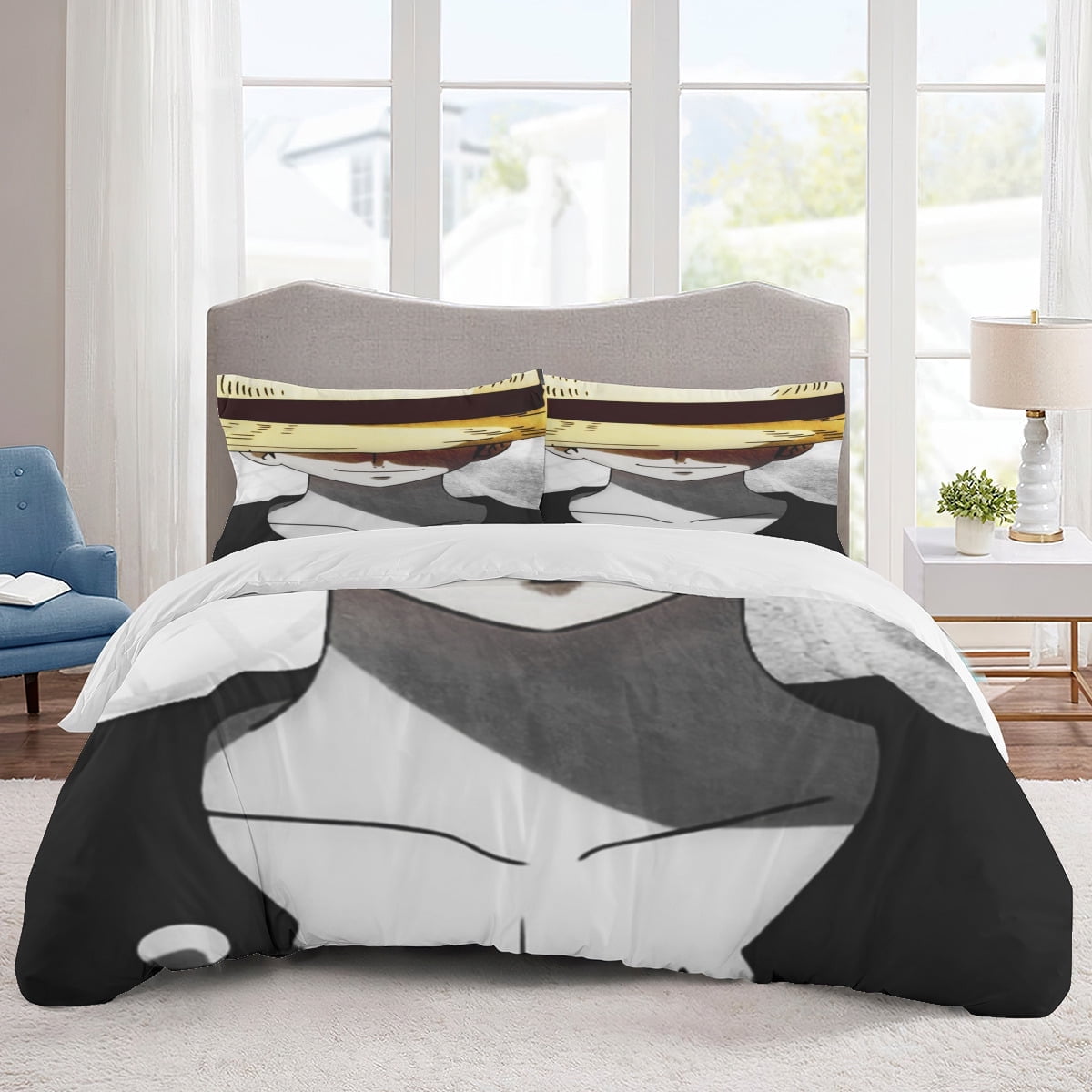 ONE PIECE Bedding Sets Cartoon Duvet Cover Lightweight 3 Piece Bet Sets ...