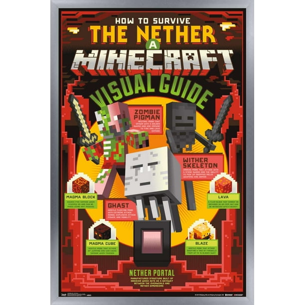 Minecraft - The Nether Wall Poster, 14.725" x 22.375", Framed - Walmart.com