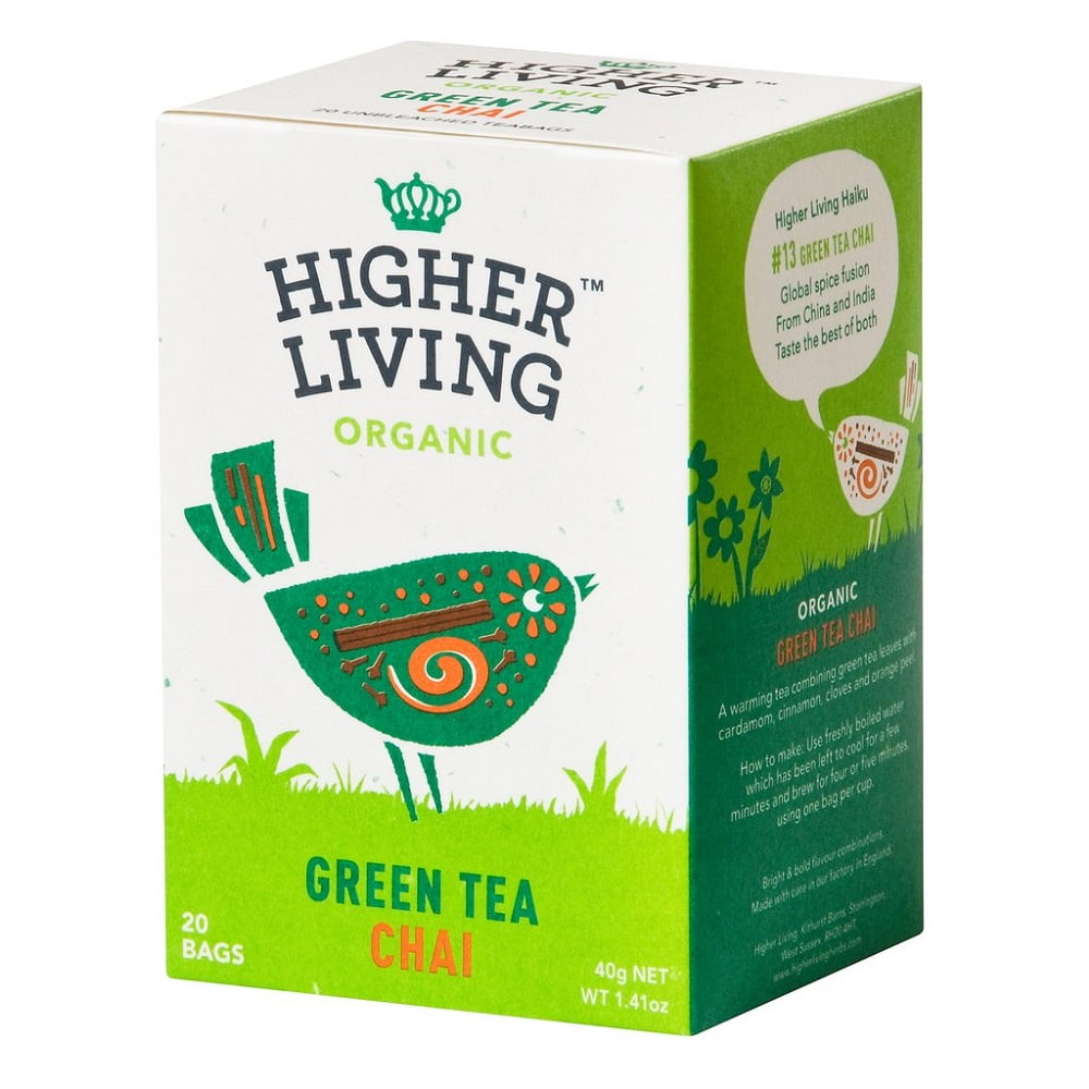Higher Living, Organic Green Tea Chai Tea, 20 Count Tea Bags, Pack of 4 ...